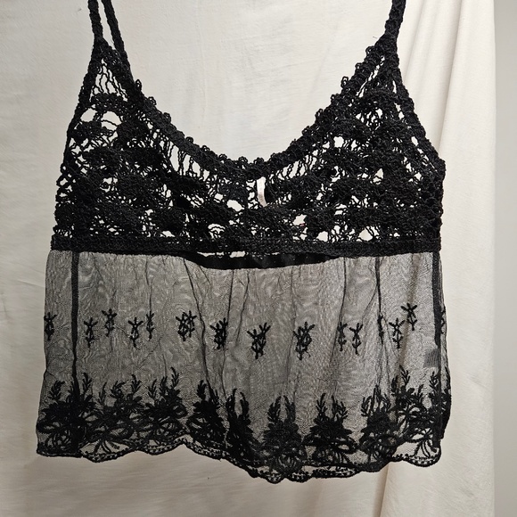 Poof! | Tops | 3for25 Poof Black Sheer Tank Top Baby Doll Large Lace ...